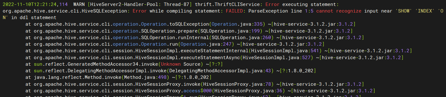 Dbeaver 连接 Hive 报错：cannot Recognize Input Near Show Index On In Ddl Statement 马育民老师 